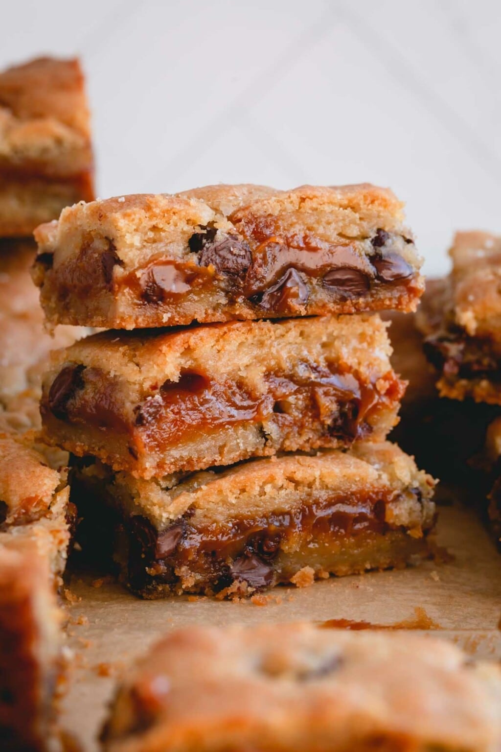 Salted Caramel Chocolate Chip Cookie Bars ~Sweet & Savory