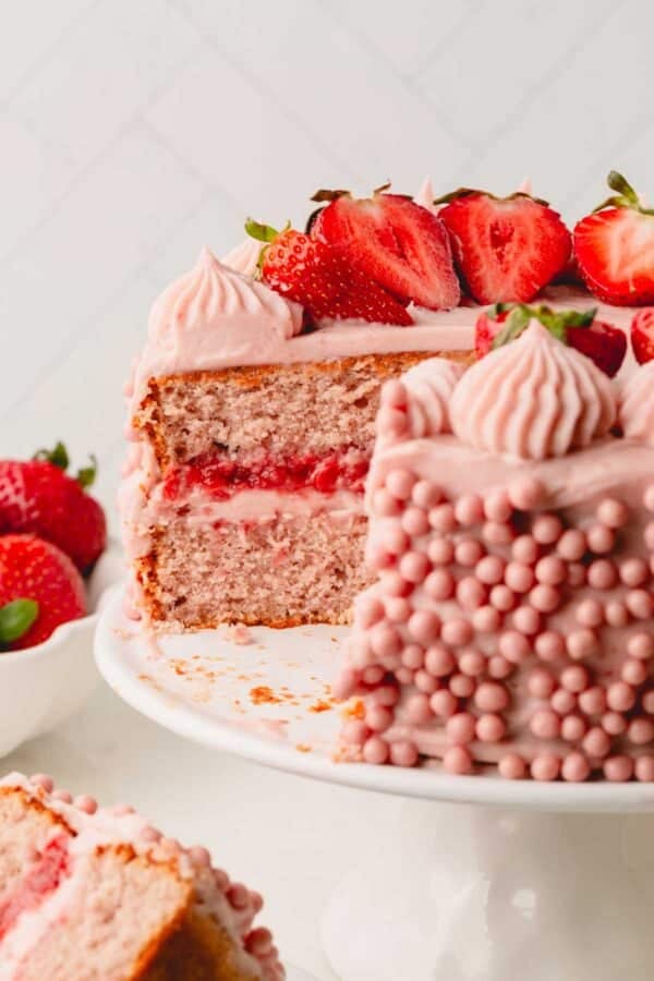 Homemade Strawberry Cake with Strawberry Frosting ~Sweet & Savory
